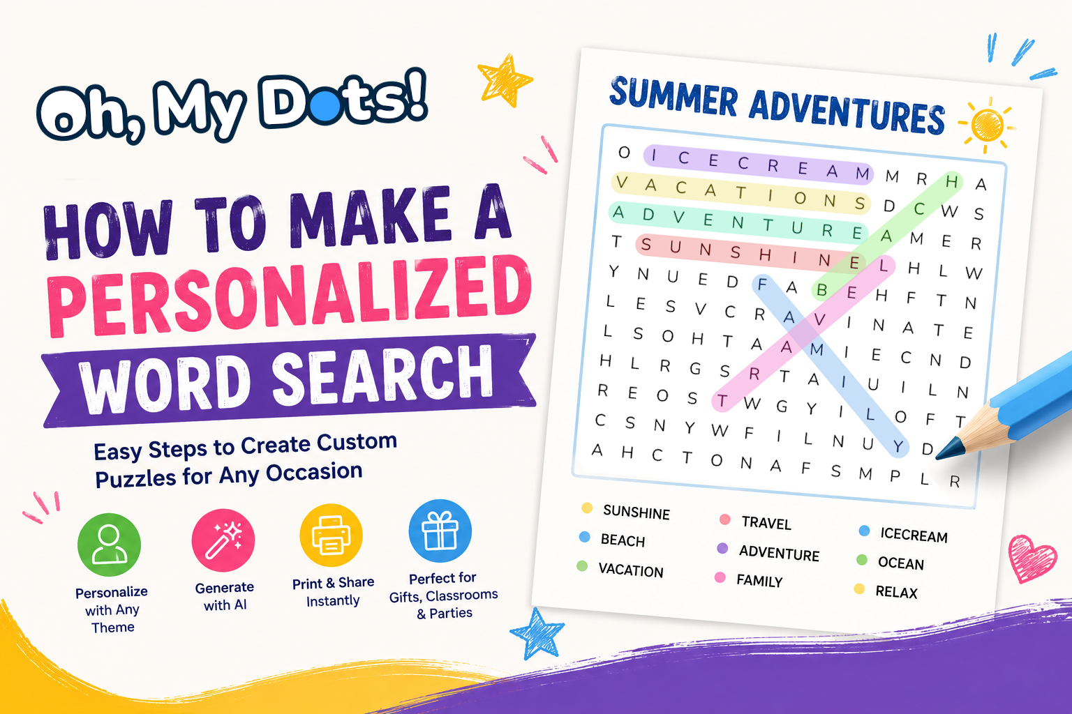 How to Make a Personalized Word Search : Oh My Dots!